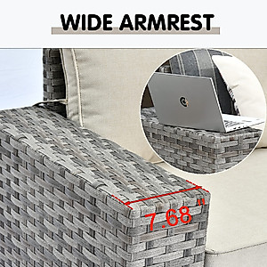 XIZZI Patio Furniture Sets Outdoor Sectional Sofa Swivel Rocking Chairs 9 PCS All Weather PE Wicker Conversation Couch and Matching Side Table,Beige