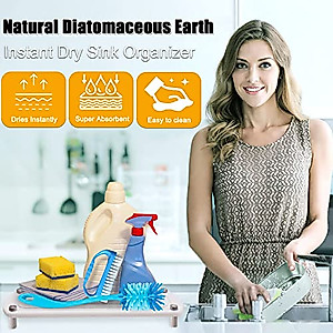 KOMARTH Instant Dry Sink Organizer-Sink Caddy, Diatomaceous Pedestal, Dries Instantly and Prevents Moisture Buildup, Good Choice for Kitchen Soap Tray, Sponge holder and Nice Vanity Trays for Bathroom