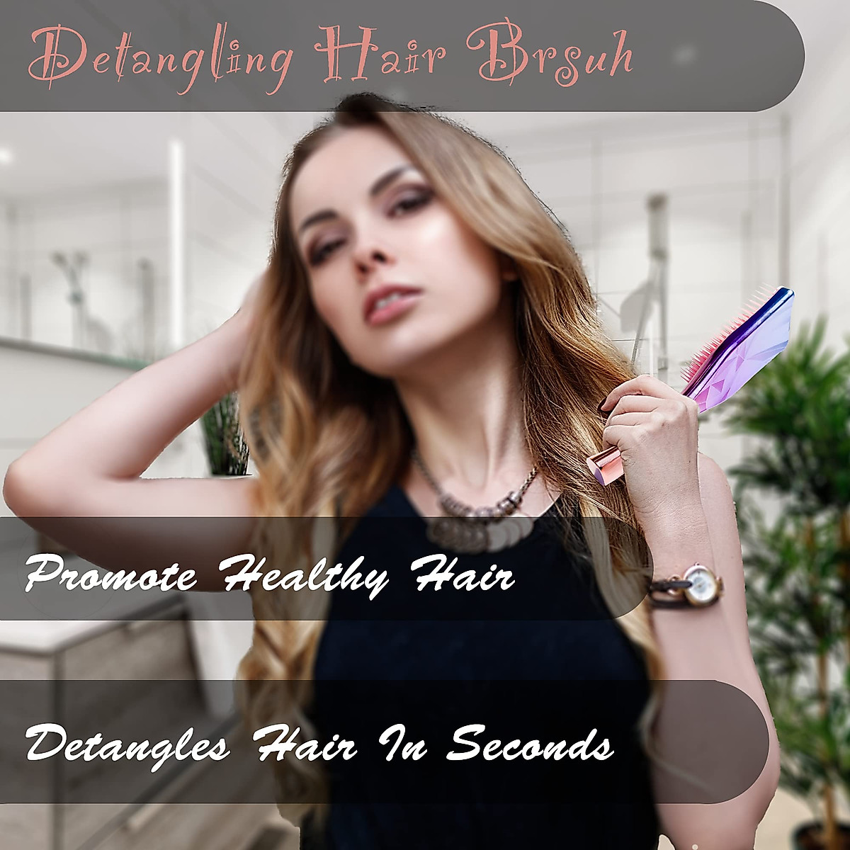 WYNK Hair Brush Detangler for Adults & Kids，Detangling Comb Hair Styling Tools & Appliances for Natural/Wavy/Curly/Coily/Wet/Dry/Oil/Thick/Straight/Long Hair (2 Pack, Tender Green&Pink)