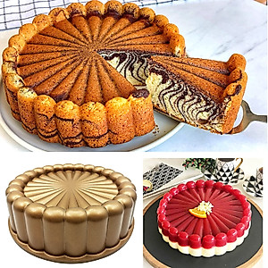 WBJKZJD Charlotte Cake Mold, 9 Inch Cake Pan Aluminium Kitchen Accessories Decoration Christmas Wedding Valentine’s 3D Charlotte Cake Pan (Flower Shape)