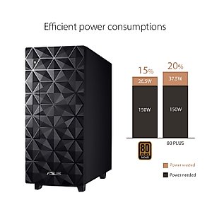 ASUS Desktop S300, Intel Core i5-10400 Processor, 16GB DDR4 RAM, 512GB PCIe SSD, DVD Drive, Windows 10 Home, Wired Keyboard & Mouse Included, Black, S300MA-DH501