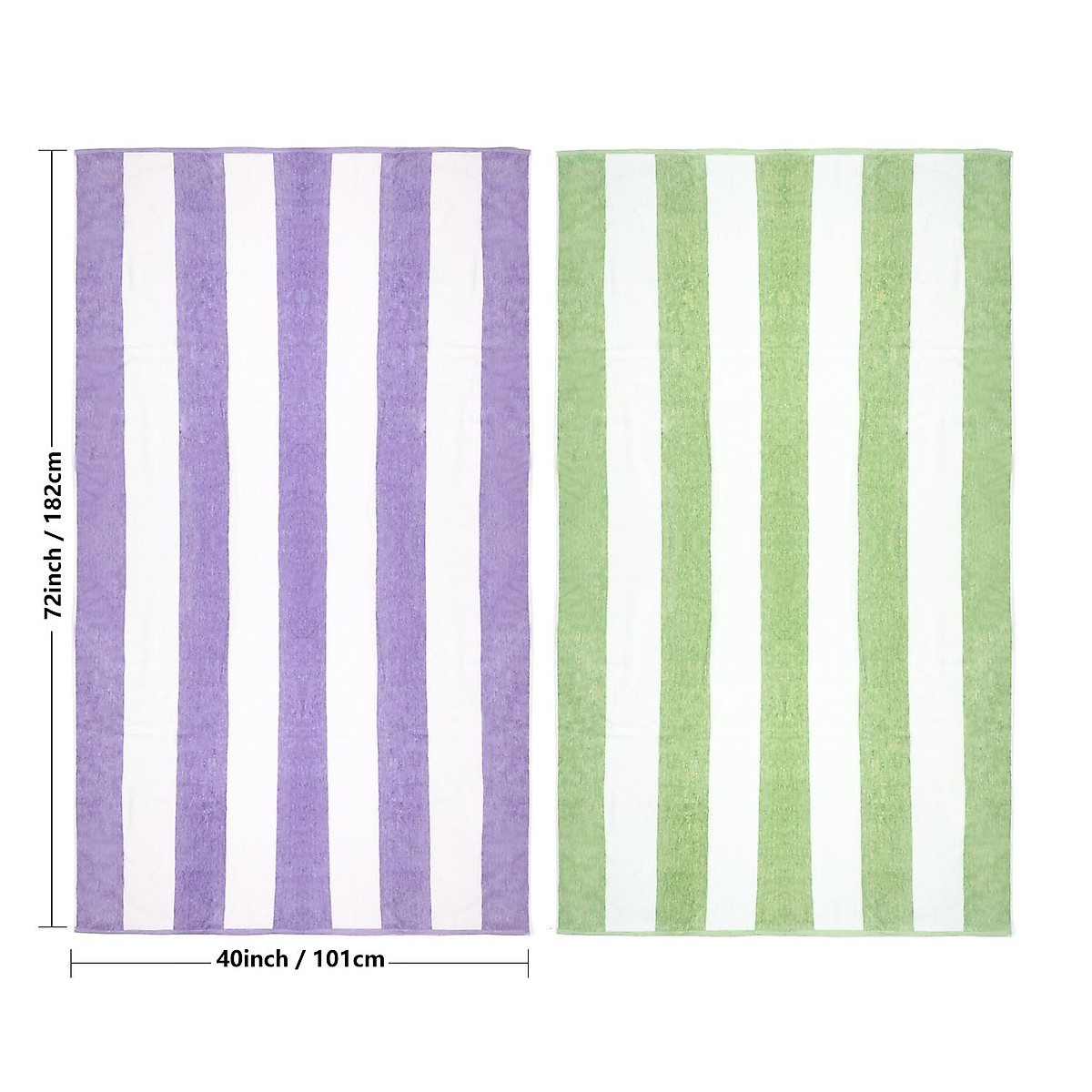 CLOWOOD Plush Oversized Beach Towel - Cotton 40 x 72 Inch Large Thick Purple Striped Cabana Pool Swimming Towel
