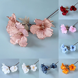 Galand Artificial Flowers,1 Bouquet Artificial Flower 3 Heads Realistic Faux Silk Flower Hibiscus Blossom Simulation Flower for Garden - White