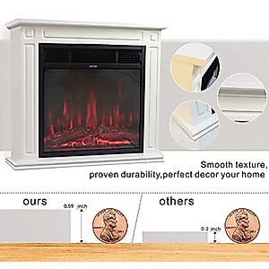 DACOM 29'' Wood Electric Fireplace Mantel- Package Freestanding Heater Corner Firebox with Log Hearth and AdjustableRemote Control
