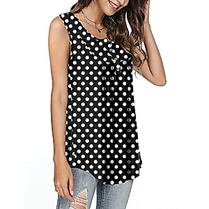 Aodemo Womens 2025 Summer Tank Tops Sleeveless Shirts Henley Tunic Ladies Flowy Casual Blouse for Leggings XL, Polka Dot Black