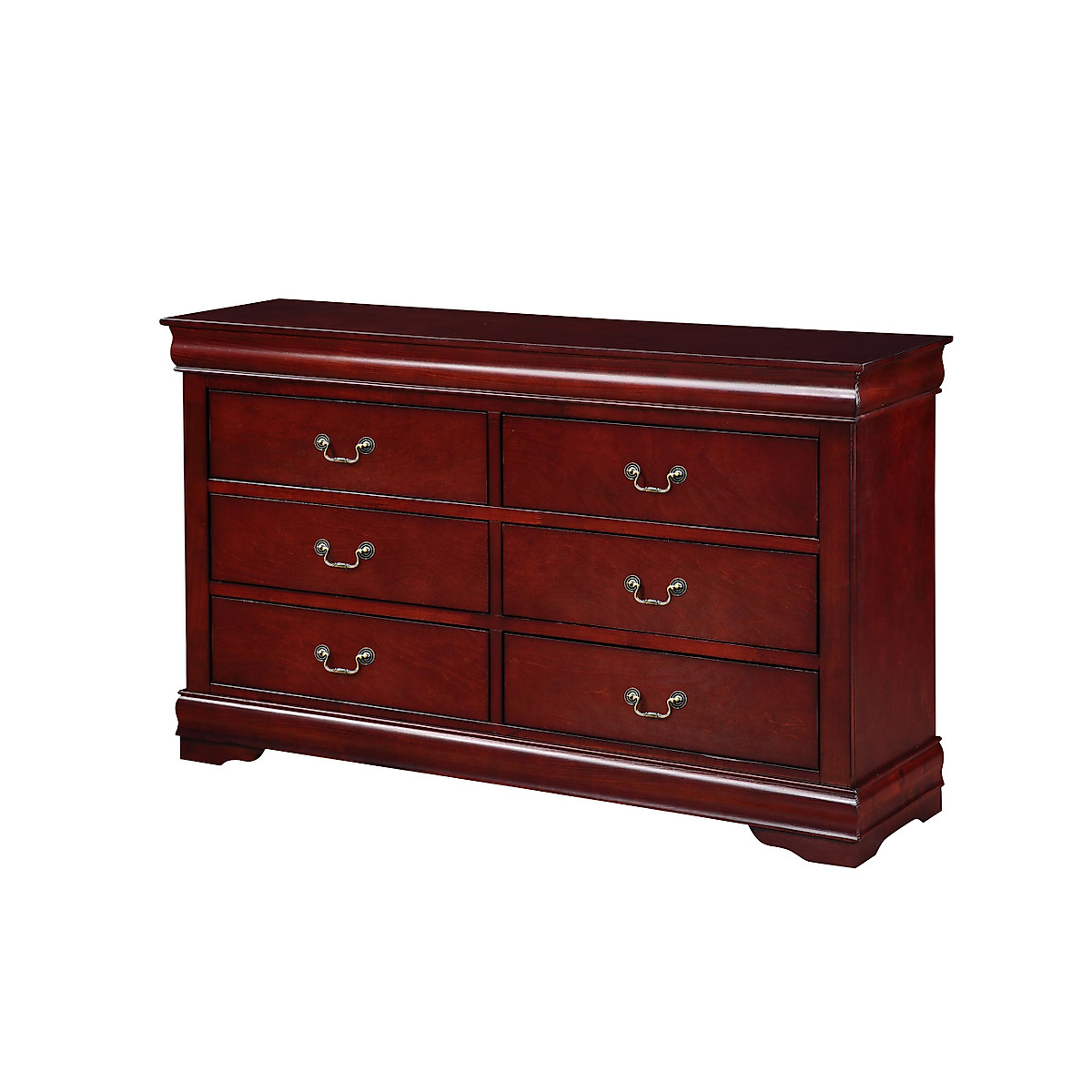 Acme Louis Philippe Rectangular Wood 6-Drawer Dresser in Cherry
