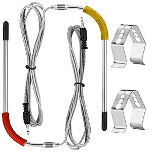 Yncotte Meat Probe for Weber, 2PCS Temperature Probe Compatible with Weber iGrill 2 iGrill 3 iGrill Pro iGrill Mini Thermometer with Clip Holders App Monitoring (Red-Yellow)