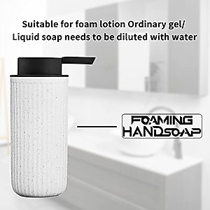 Foaming Soap Dispenser 16oz Removable Ceramic Lotion Dispenser, Cylindrical Stripe Kitchen Bathroom Pump Bottle with Foam Bottle Pump(Cream)