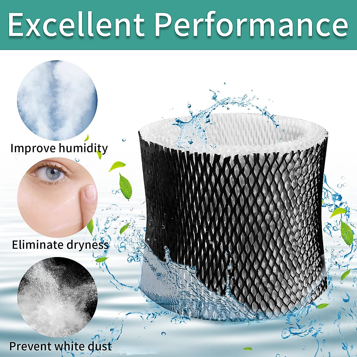 SUNRRA HWF64 Humidifier Filter for Sunbeam Humidifier Filter B, SCM1746, Long-Last & Sturdy, Fits Holmes HM1746, HM-1745 and Bionaire BWF64, 3 Pack