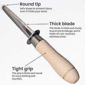 TIKUSAN Professional Oyster, Clam and Shellfish Shucking Knife 3.8" Total Length 8.3" Made in Japan