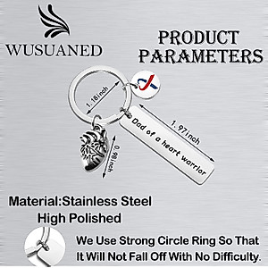 WUSUANED CHD Keychain Mom/Dad of A Heart Warrior Keychain Congenital Defect Awareness Gift for Heart Warrior Mom Dad (dad of a heart warrior K)