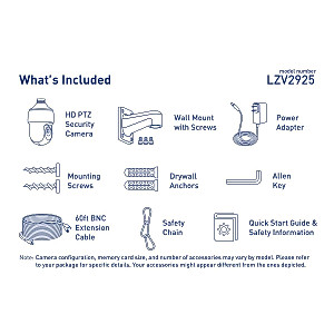 Lorex Weatherproof Indoor/Outdoor Professional 1080P, 360 Degree Pan, Tilt and Zoom Security Camera w/Long Range Color Night Vision & 16X Digital Zoom