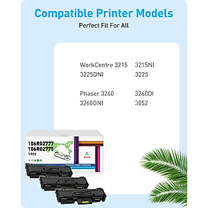 Compatible 106R02777 Black Toner Cartridge Replacement for Xerox 3215 106R02777 Toner, Worked for Xerox Phaser 3260DNI 3260DI 3260 3052 WorkCentre 3215NI 3225DNI 3225 3215 - by BAISINE (3PK x Black)