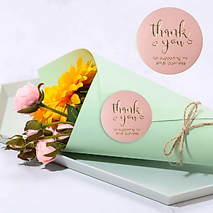 Thank You Stickers Roll,500PCS 1.5" Thank You for Supporting My Small Business Stickers,Pink Foil Thank You Label Stickers for Bubble Mailers,Envelopes,Online,Retail Store,Handmade Goods,Package,