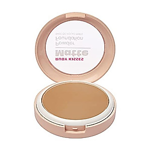 Ruby Kisses Face Powder Foundation, Pressed Compact Makeup Setting Powder, Full Coverage Matte Lightweight, Long-Lasting, Perfect Finishing Powder, Convenient, Sponge & Mirror Included (Caramel)