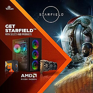 YEYIAN Gaming Computer Yari II- AMD Ryzen 7 7800X3D, AMD RX7900 XTX Gaming PC Desktop, 1TB NVMe SSD, 32GB DDR5 5200MHz RAM, Liquid Cooled, Win 11 Home, USB-C 3.2, WiFi 6, 850W PSU