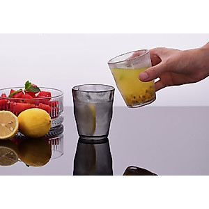 czmylzytt Set of 8 Acrylic Drinking Cups, 8 Oz Reusable Plastic Drinking Glasses, Juice Cups for Hot and Cold Drinks, BPA-Free, Drinking Cups Suitable for Party, Kitchen (Cups-Grey)