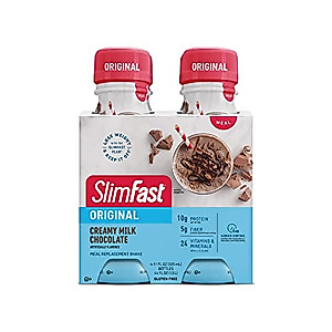 SlimFast Meal Replacement Shake, Original Creamy Milk Chocolate, 10g of Ready to Drink Protein for Weight Loss, 11 Fl. Oz Bottle, 4 Count (Packaging May Vary)