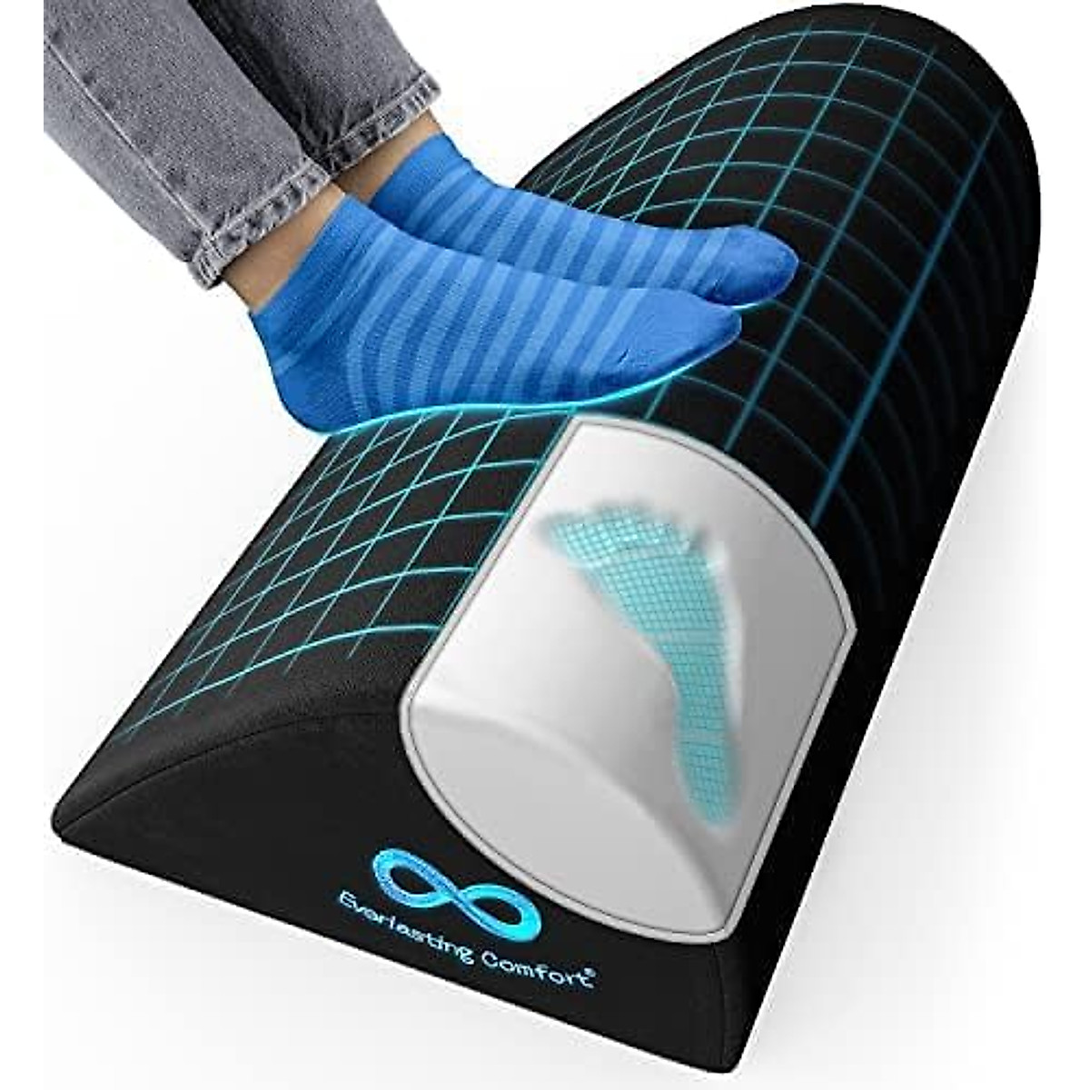 Everlasting Comfort Foot Rest for Under Desk at Work w/Premium ComfortFoam™ - Desk Foot Rest Ergonomic Design for All-Day Support, Pain Relief - Foot Stool Footrest - Home Office, Gaming Accessories