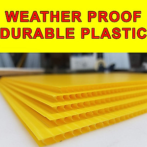 VIBE INK Pack of Blank Yellow Yard Signs 18x24 with H-stakes for Garage Sale, for Rent, Open House, Estate Sale, Now Hiring, or Political Lawn Signs (25)