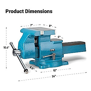 Capri Tools 8 in. Reversible Bench Vise, 8 in. Jaw Width, 8.3 in. & 12.2 in. Jaw Opening