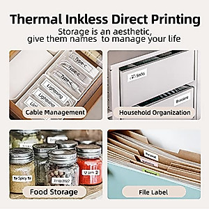 Makeid Label Maker Machine with 3 Tapes (White+ Green+ Transparent) 3/5 inch or 16mm USB Rechargeable Thermal Label Printer for Android iOS Cute Fonts Emoji Stickers Fast and Easy, Green