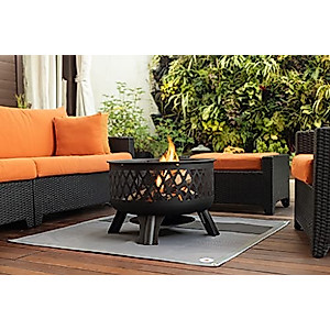 Firepit mat, Fireproof mat for firepit, Deck Fire Protection, 47 inches x 47 inches, Protect Lawn with fire Pit mat for Grass, Fire Pit mat for Deck, Black x Silver