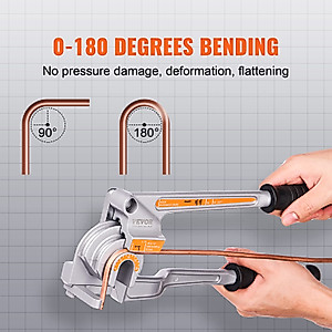 VEVOR Tube Bender, 1/2 inch Pipe Bending Capacity 180 Degrees Manual Bending, for Aluminum and Stainless Steel Pipes in HVAC, Heating Pipe System