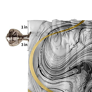 Savannan Window Curtains Valances, Marble Texture Line Black Gold White Rod Pocket Cafe Valance Short Curtains for Kitchen, Bedroom, Living Room, 1 Panel, 54X18