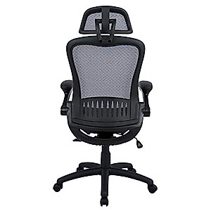 Amazon Basics Adjustable High-Back Mesh Chair with Flip-up Arms and Head Rest – Grey
