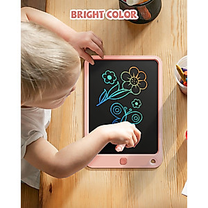 LCD Writing Tablet 10 Inch, Toys for 3 4 5 6 7 8 9 10 Year Old Boys Girls, Colorful Doodle Board Drawing Tablet, Gift for Boys Toddlers Age 3-12 Years, Memo Board, Drawing Pads with Lanyard (Pink)