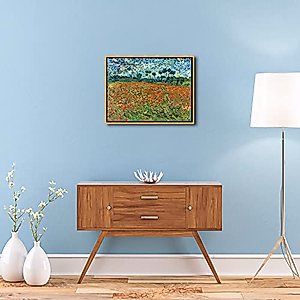 Wieco Art Framed Art Poppy Field June 1890 Canvas Print of Vincent Van Gogh Oil Paintings Reproduction Abstract Wall Art for Home Decorations Bronze Gold Frame