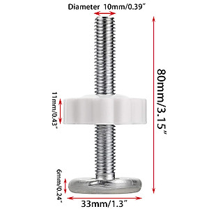 OwnMy M10(10mm/0.39") Gate Adapter 4PCS Gate Threaded Spindle Rod Accessory Pressure Gate Replacement Parts Screw Mounted Bolts Kit for Pets Gates Stair Railing Gates, White