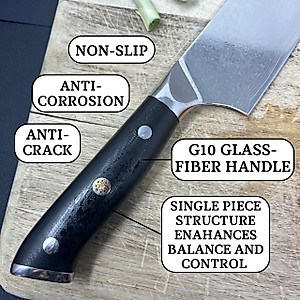 Cutlery Mania Japanese 8 inch Damascus Kitchen Knife | VG-10 Steel Gyuto Chef Knife, 67-layer High Carbon Stainless Steel with G10 and Wood Handle