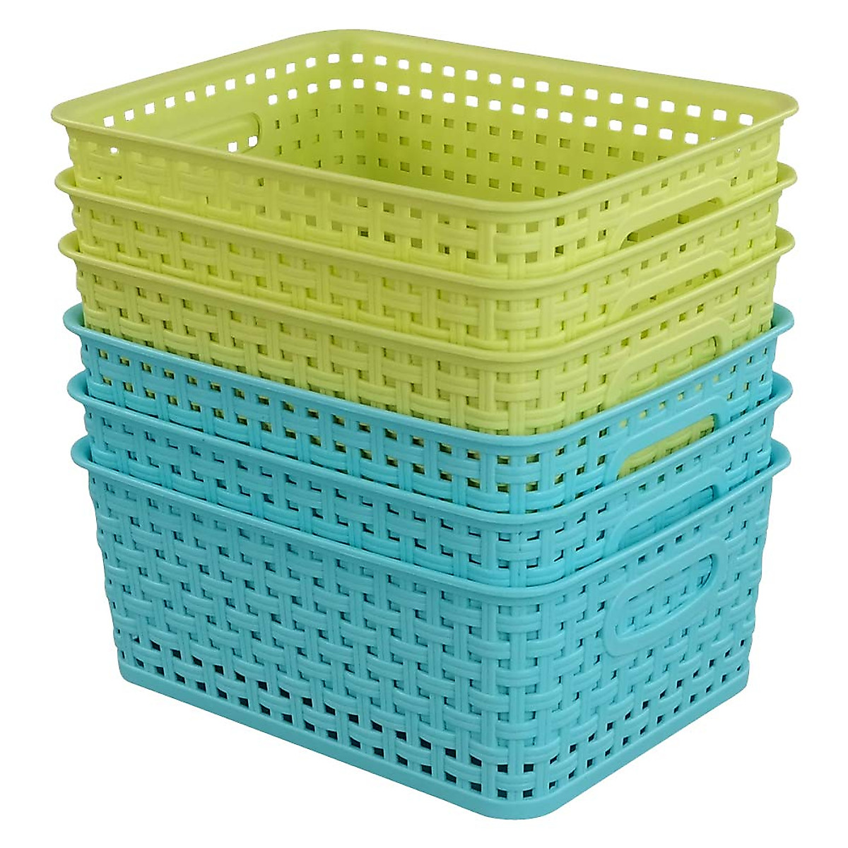 Kekow Plastic Storage Baskets for Bathroom, Beauty and Closets Organization, 6-Pack
