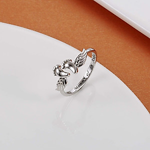 Miscarriage Ring Loss of Pregnancy Rings 925 Sterling Silver Loss Mommy of an Angel Memorial Jewelry Sympathy Gift for Women Mom (Miscarriage Ring)