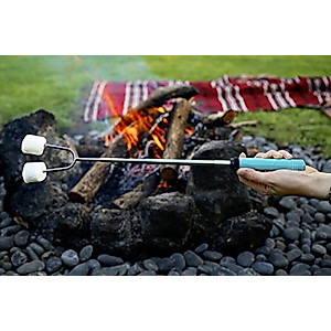 Marshmallow Roasting Sticks - Telescoping Smores Skewers and Hot Dog Forks - Perfect for Outdoor Cooking, Campfires & Fire Pits - with Carrying Case (4 Pack)