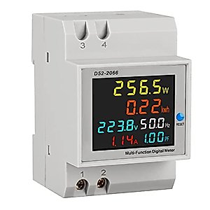 AC Digital MultiMeter, DROK AC 40-300V 100A Multi Function Din-Rail Digital Energy Monitor, Kilowatt Voltage Current Generator Meter with Inner Transformer