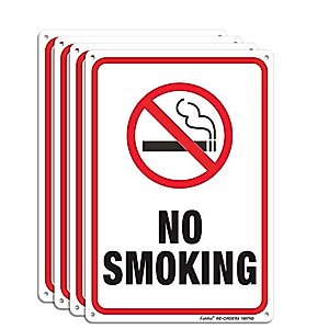 No Smoking Sign,4 Pack No Smoking Metal Reflective Signs - 10 x 7 Inches .040 Rust Free Heavy Duty Aluminum sign - UV Printed With Professional Graphics - Easy To Mount - Indoor & Outdoor use