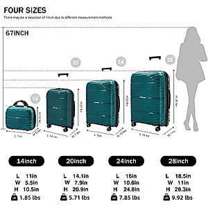 LARVENDER Luggage Sets, Luggage 4 Piece Set, Expandable Luggage Set Clearance Suitcases with Spinner Wheels Hardside Luggage with TSA Lock (Dark Green)