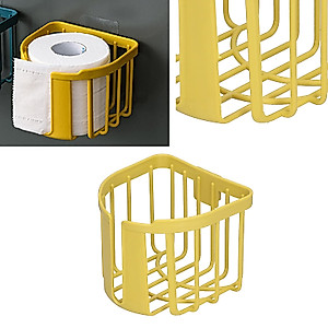 Mokernali Toilet Paper Holder, Wall‑Mounted Self Adhesive Toilet Roll Holder No‑Punch Toilet Shelf with No-Punch Sticker for Home Bathroom Kitchen(Yellow)