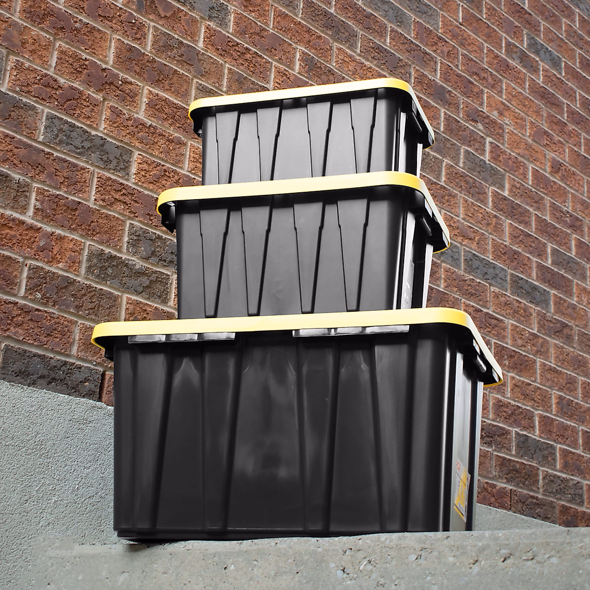 HDX Tough Polypropylene Plastic 27 Gal. Storage Tote in Black by HDX (4 pack)