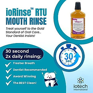 Iotech ioRinse Mouthwash New & Improved - Natural Clean - Contains Xylitol - Saccharin Free - Superior Dental Cleaner for Teeth, Gums, Bad Breath - Soft Mint (1L Bottle)