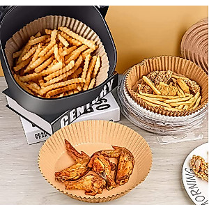 Air fryer liners, 6.3 inches 50PCS Air Fryer Paper Liners Air Fryer Disposable Paper Liner Non-Stick, Oil-Proof, Water-Proof. Food Grade Baking Paper for Roasting Microwave
