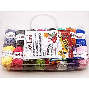 LovLim Crochet Yarn kit, 16 Soft Cotton Yarn Skeins,1000+ Yards, for Crochet and Knitting, Free Crochet/Amigurumi Patterns, Craft DK Yarn Perfect Starter Kit