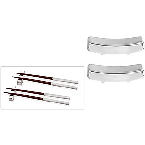 Natico Originals Silver Metal and Wood Chopsticks Set | Set of 2 Pairs w/ 2 Rests | Gift Set, Gift Packaged | Reusable (60-603SET)
