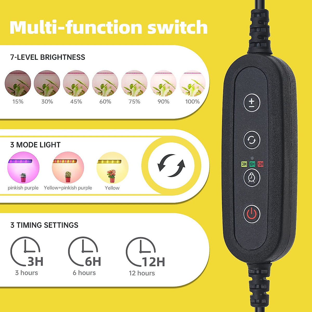 Bstrip Plant Stand with Grow Lights, 6 Tier-7 Potted Plant Shelf with Grow Lights, Grow Light Stand, Dimmable 60W (6X10W) Full Spectrum Led Plant Light with Timer for Indoor Plants, Patio Garden