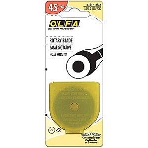 OLFA 1079062 RB45-2 45mm Straight Edge Rotary Blade, 2-Pack