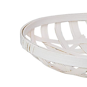 Set of 3 Snow White Round Lattice Tobacco Table Top Baskets