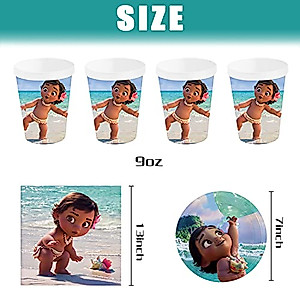 GANKTOWCOY Moana Birthday Party Supplies Baby Moana Children’s Party Favors Includes Cups Plates Napkins for Moana Birthday Baby Shower Decor Blue